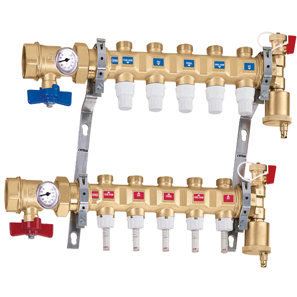 Caleffi TwistFlow™ Radiant Manifold Assembly 11 loop 1 in., Inverted ...